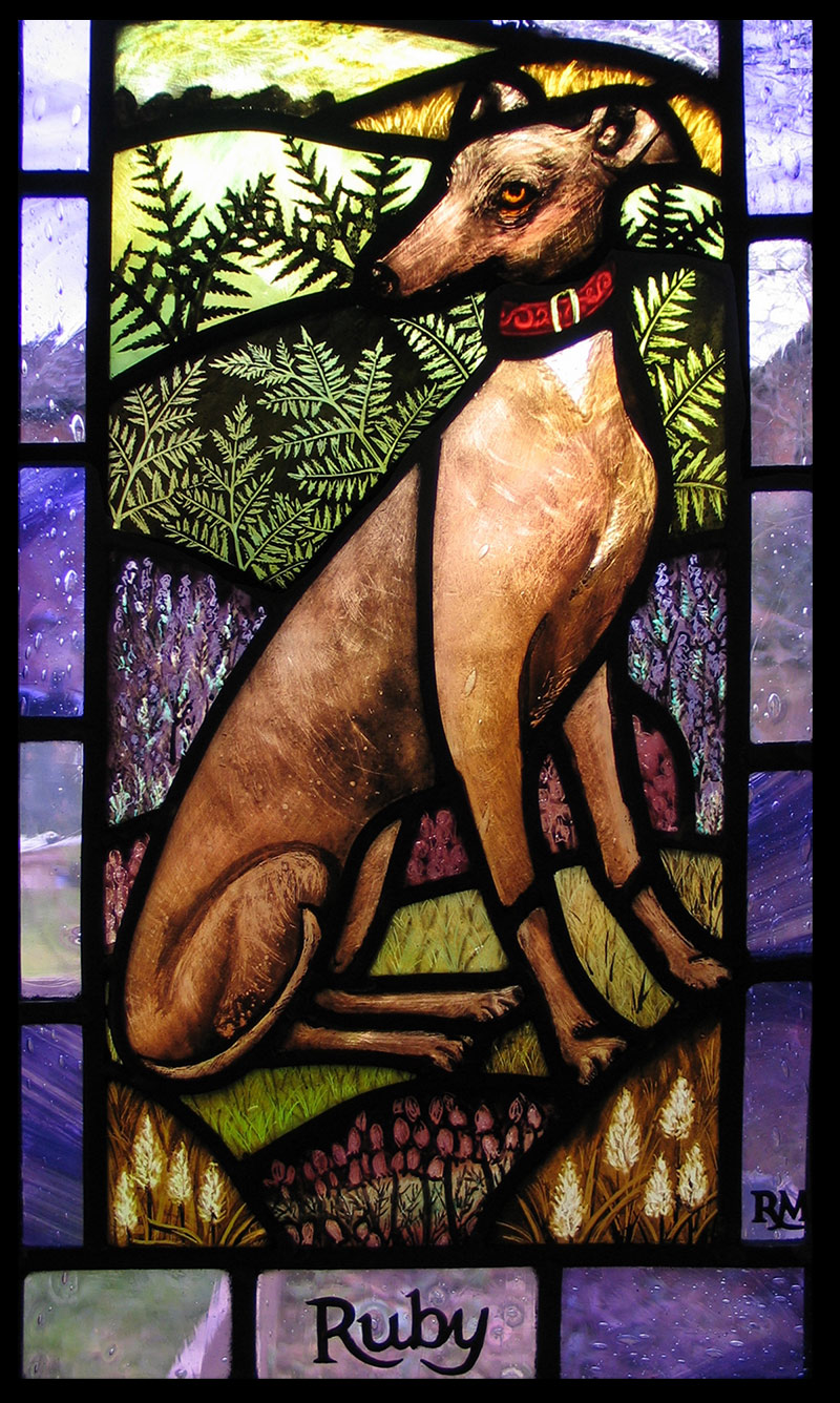 Ruby the Greyhound - Rachel Mulligan Stained Glass